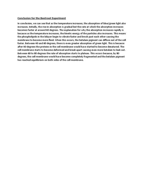 Conclusion For The Beetroot Experiment Pdf Cell Membrane Membrane Biology