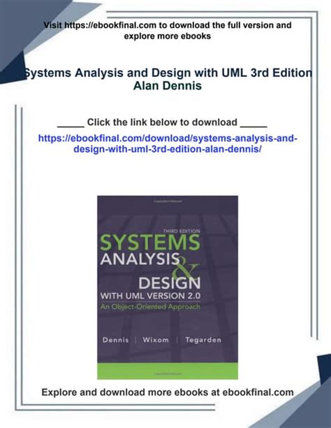 Systems Analysis And Design With Uml 3rd Edition Alan Dennis Pdf