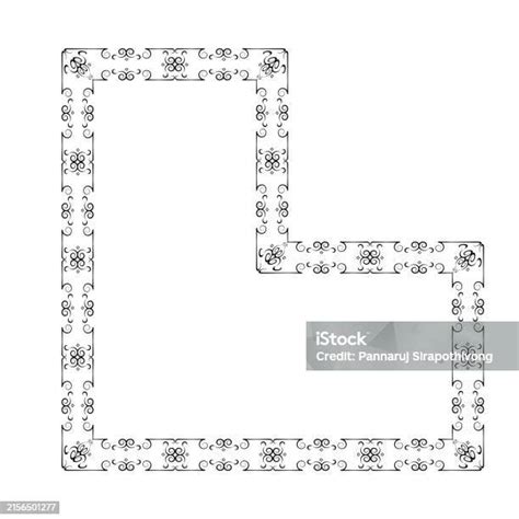L 자형 빈티지 프레임 꽃 화 환 잎 벡터 꽃 테두리 사진 프레임 분기 월계관 식물 실루엣 검은 요소 장식 0명에 대한 스톡