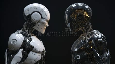 Two Robots Facing Each Other Stock Illustration Illustration Of Communication Humanoid 303113245