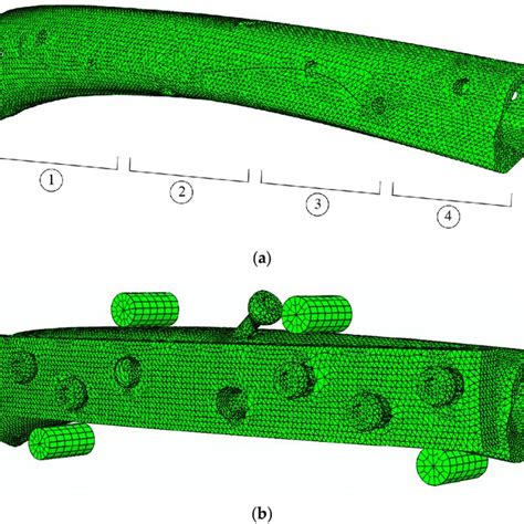 Finite Element Mesh A Of The Bone Shaft Approximately 30 Mm In Download Scientific Diagram