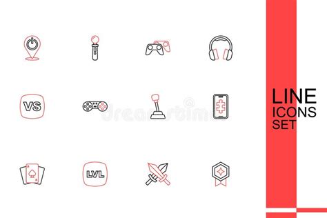 Set Line Game Rating With Medal Sword For Game Level Playing Cards Mobile Gaming Gear