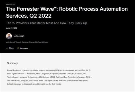 The Forrester Wave™ Robotic Process Automation Services It Pro