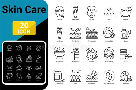 Skin Care Editable Stroke Outline Icon Set Stock Vector Illustration Of Mask Cream 349144866