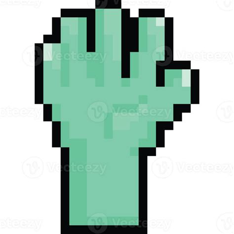 Pixel Art Cartoon Halloween Zombie Hand Icon 28651887 Png