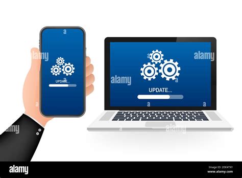 System Software Update Data Update Or Synchronize With Progress Bar On The Screen Vector