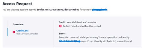 error encountered during account creation via web service connector