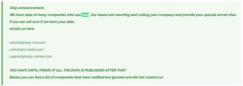 Figure 4 Clop Extortion Site