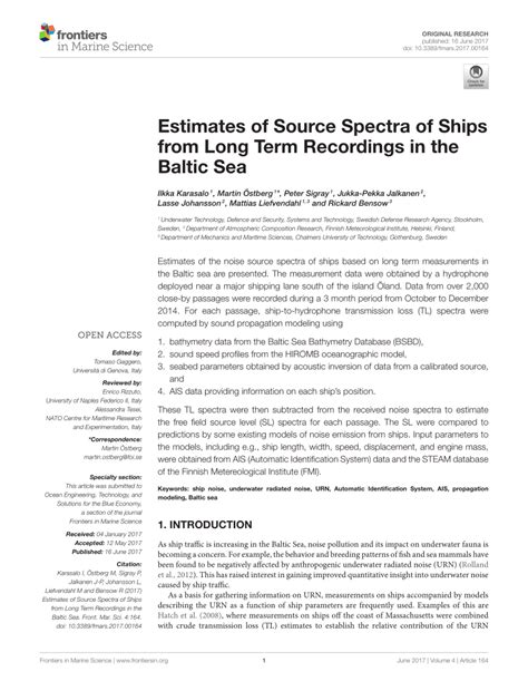 Pdf Modeling Of Ships As A Source Of Underwater Noise
