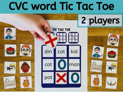 phonics phase 2 satpinmdgock cvc word tic tac toe noughts and crosses game set 2 teaching