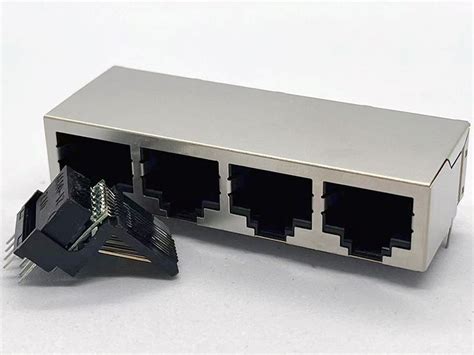 J007 02 141222 Modular 8p8c 4 Ports Shielded Transformer 10 100 Base Connector Oem Grade