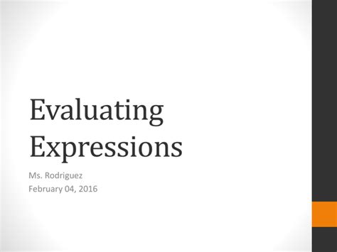 Evaluating Expressions Order Of Operations Presentation