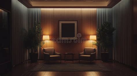 Dark And Warm Living Room Interior Design Stock Illustration