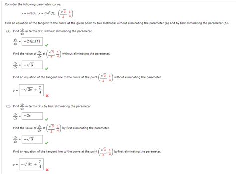 Solved Consider The Following Parametric Curve