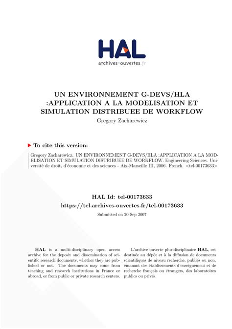 Pdf A G Devs Hla Environment Application To Distributed Modelling