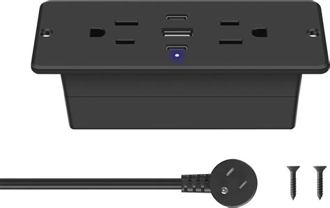 Cccei Recessed Power Strip With 45 W Usb C Port Fast Charging Usb A Port Desk