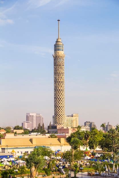 Beautiful View Of The Cairo Tower And The Nile Embankment In Cairo Egypt Premium Photo