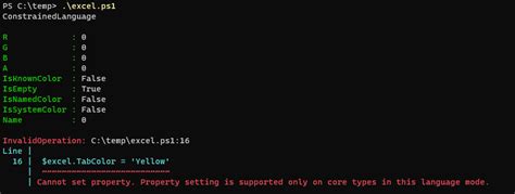 Set TabColor In Constrained Language Mode Issue 1249 Dfinke
