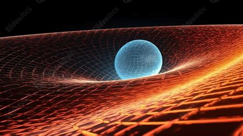 Illustration Of Curved Spacetime Due To Blackholes Gravitational Pull Powerpoint Background For