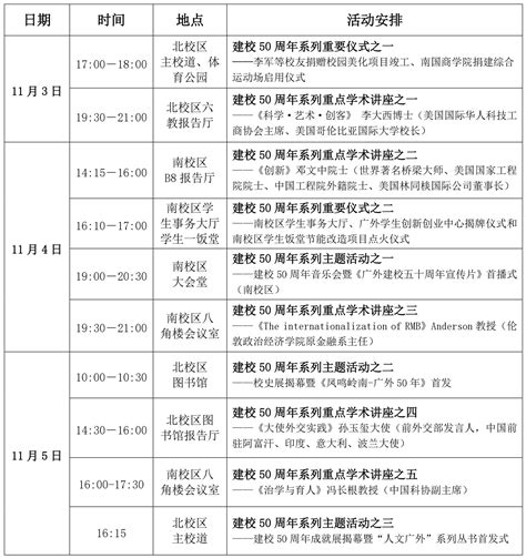 纪念建校50周年系列活动日程最新公布 广东外语外贸大学新闻中心