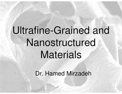 Pdf Ultrafine Grained And Nanostructured Materials An Introduction To Severe Plastic
