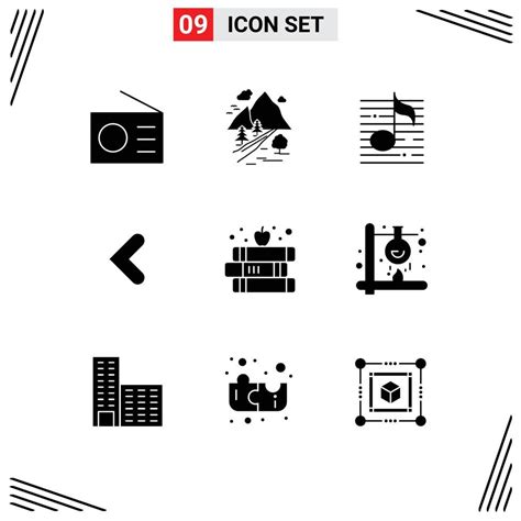 User Interface Pack Of 9 Basic Solid Glyphs Of Left Back Nature Arrow Sound Editable Vector