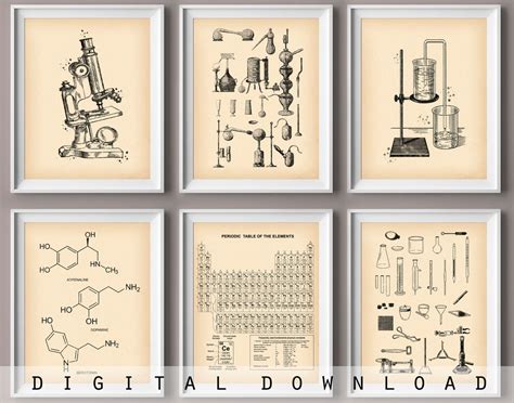 6 Vintage Chemistry Art Chemical Element Poster Science Wall Etsy
