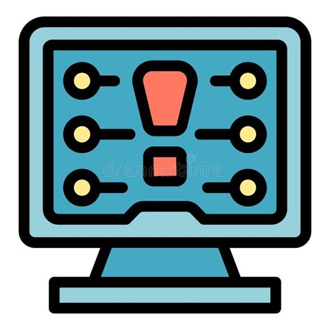 Computer Showing Monitoring System Interface With Buttons And Indicators Stock Vector