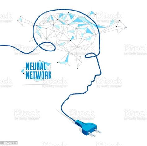 남자 머리 실루엣과 연결된 라인 기술 및 과학 테마의 모양에 플러그와 신경 망 인공 지능 벡터 개념 전기 플러그에 대한 스톡 벡터 아트 및 기타 이미지 Istock