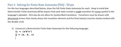 Solved Part 1 Solving For Finite State Automata Fsa 50