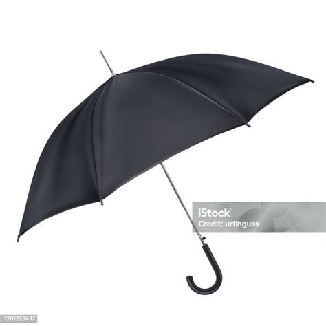 사이드 뷰에 블랙 오픈 클래식 우산 모형 로고 프리젠 테이션을위한 템플릿 흰색 배경에 격리된 사실적인 벡터 일러스트레이션 우산에 대한 스톡 벡터 아트 및 기타 이미지