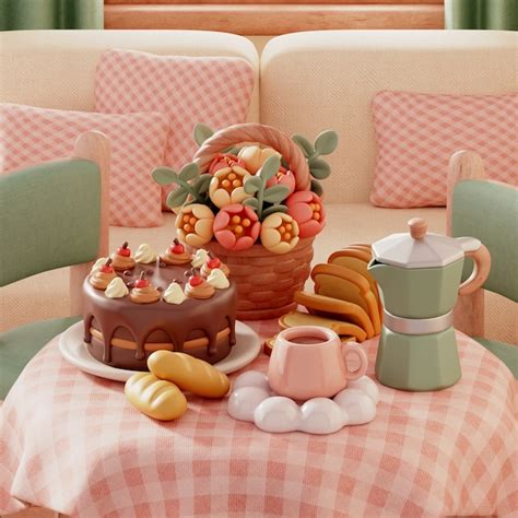 Free Psd Cute Vintage Interior Design Room