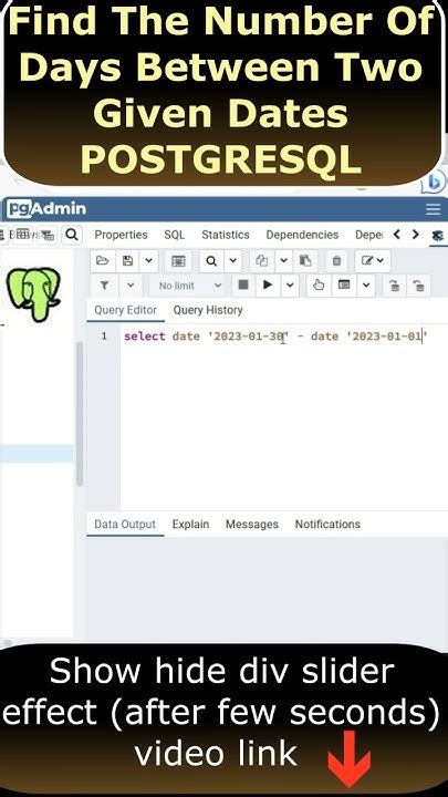 Sql Interview Question Find Number Of Days Between Two Dates Postgresql Postgresql Youtube