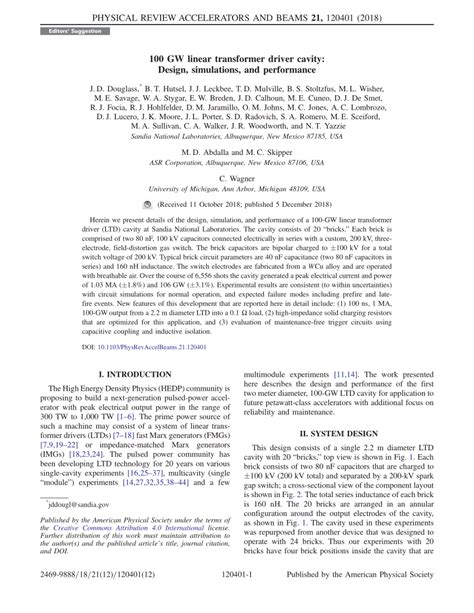 Pdf 100 Gw Linear Transformer Driver Cavity Design Simulations And Performance