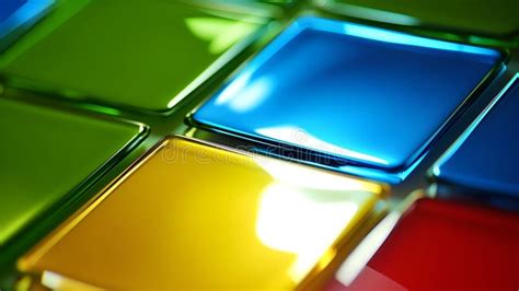 Colorful Keyboard Square Keys Closeup Abstract Background Yellow Blue Green Red Button Stock