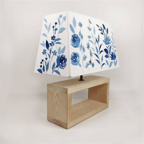 Rectangle Table Lamp Blue Monochrome Lamp Shade