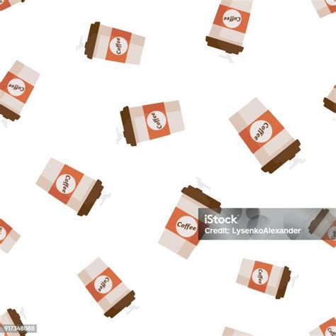 커피 컵 완벽 한 패턴 배경 아이콘입니다 비즈니스 평면 벡터 일러스트입니다 커피 기호 기호 패턴입니다 가리기에 대한 스톡 벡터