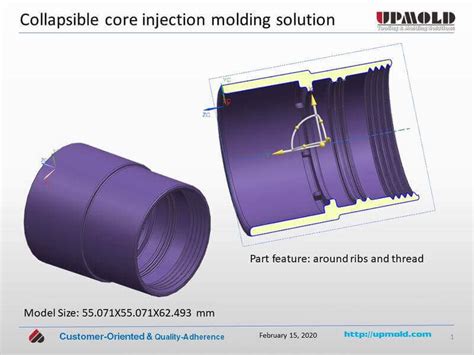 Collapsible Core Mold Design Internal Undercut Injection Molding Upmold