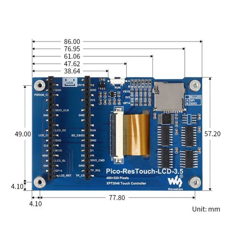 Waveshare 35inch Touch Display Module For Raspberry Pi Pico 65k Colors 480320 Spi Buy Online