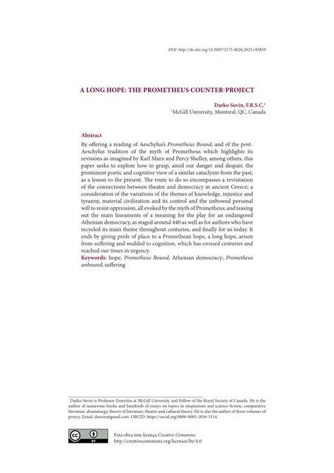 Pdf A Long Hope The Prometheus Counter Project