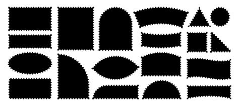 엽서 템플릿의 집합입니다 직사각형 타원형 원형 지그재그 깃발 가리비의 패턴 테두리입니다 복고풍 스타일의 스위스 디자인 요소 기하학적 모양의 간단한 벡터 디자인입니다