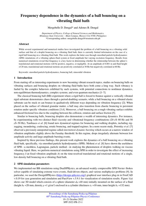 Pdf Frequency Dependence In The Dynamics Of A Ball Bouncing On A Vibrating Fluid Bath