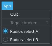 Gtk Gio Menu Items Always Disabled For Boolean Actions Stack Overflow