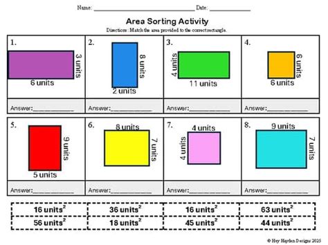 Area Activity Free By Hey Hayden Designs Tpt