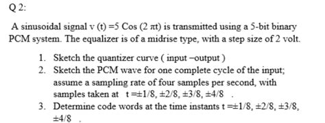 Solved Q2 A Sinusoidal Signal V T 5 Cos 2 Tt Is
