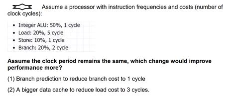 Solved Assume A Processor With Instruction Frequencies And