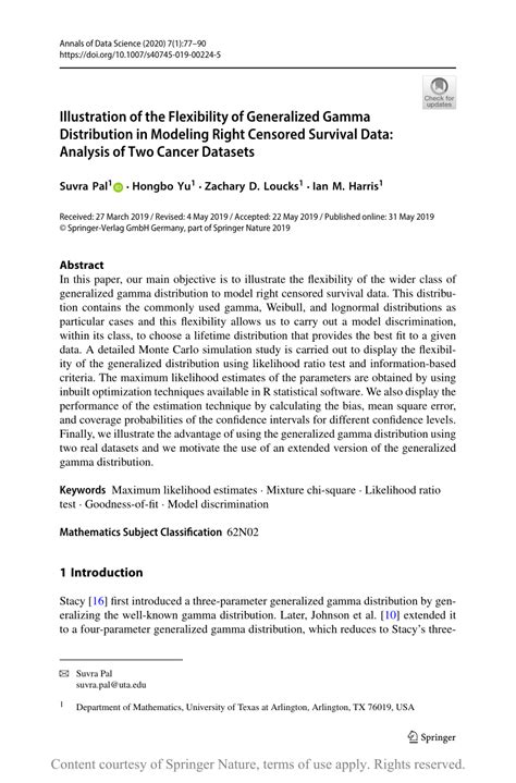 Illustration Of The Flexibility Of Generalized Gamma Distribution In Modeling Right Censored