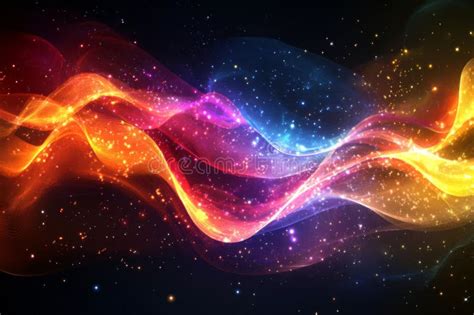 Abstract Colorful Waves Flowing Through A Sparkling Starry Space