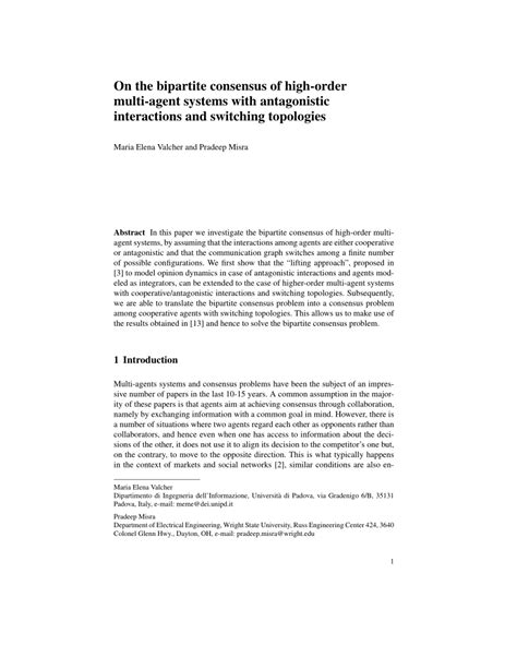 pdf on the bipartite consensus of higher order multi agent systems