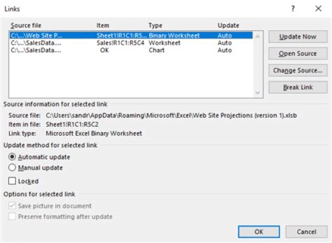 Edit Links Dialog Box Microsoft Word Avantix Learning